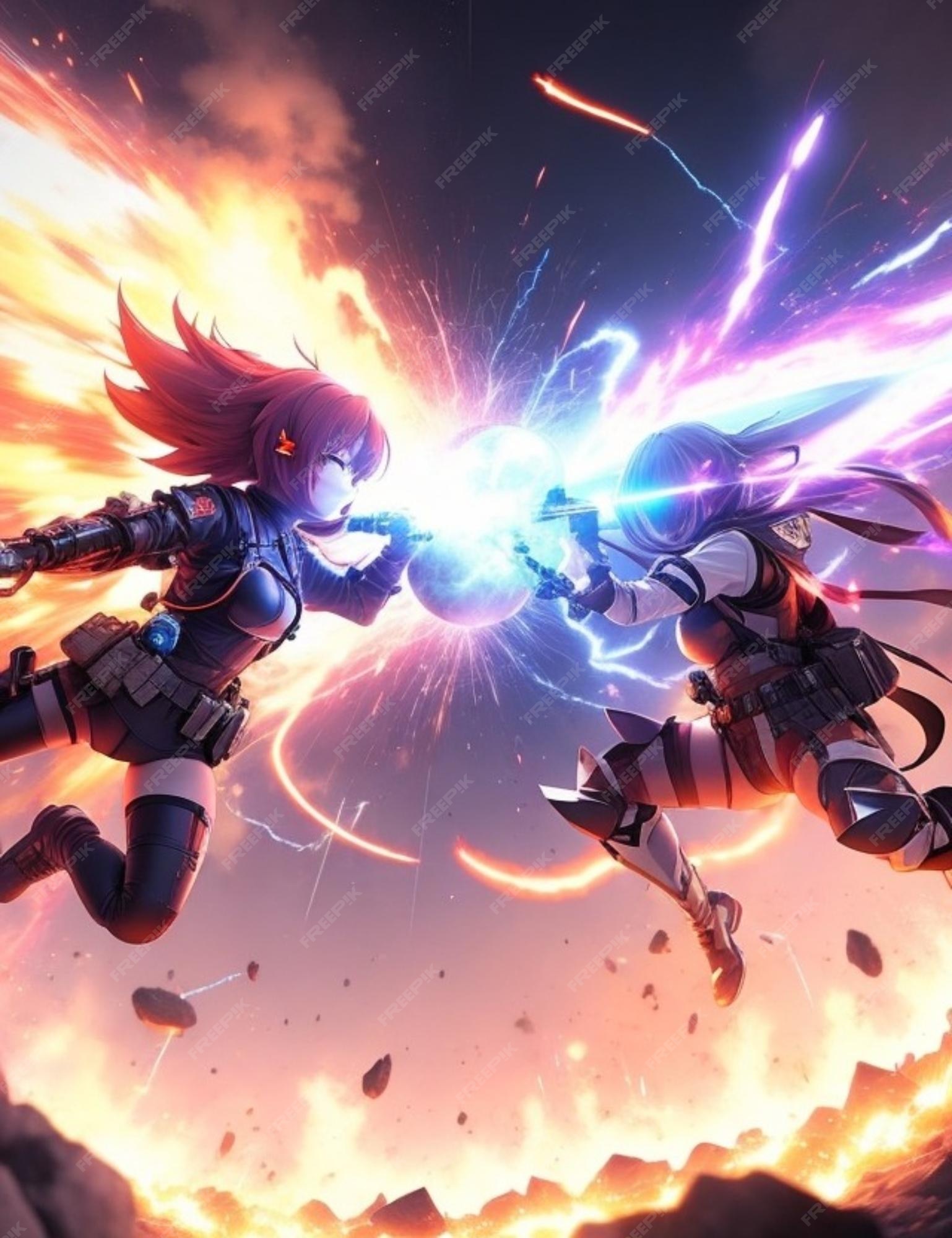 Premium AI Image | Two and anime space fight with the enemies that ... Premium AI Image | Two and anime space fight with the enemies that ...