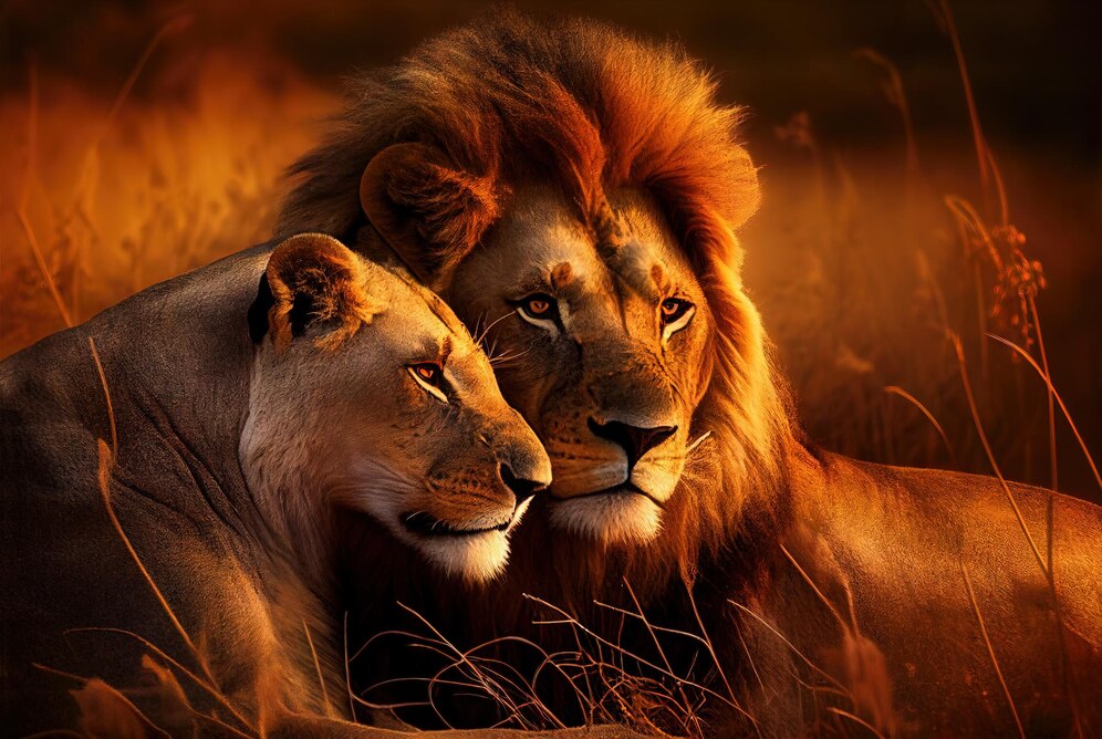 Premium Photo | Two lions fight on safari in africa Premium Photo | Two lions fight on safari in africa