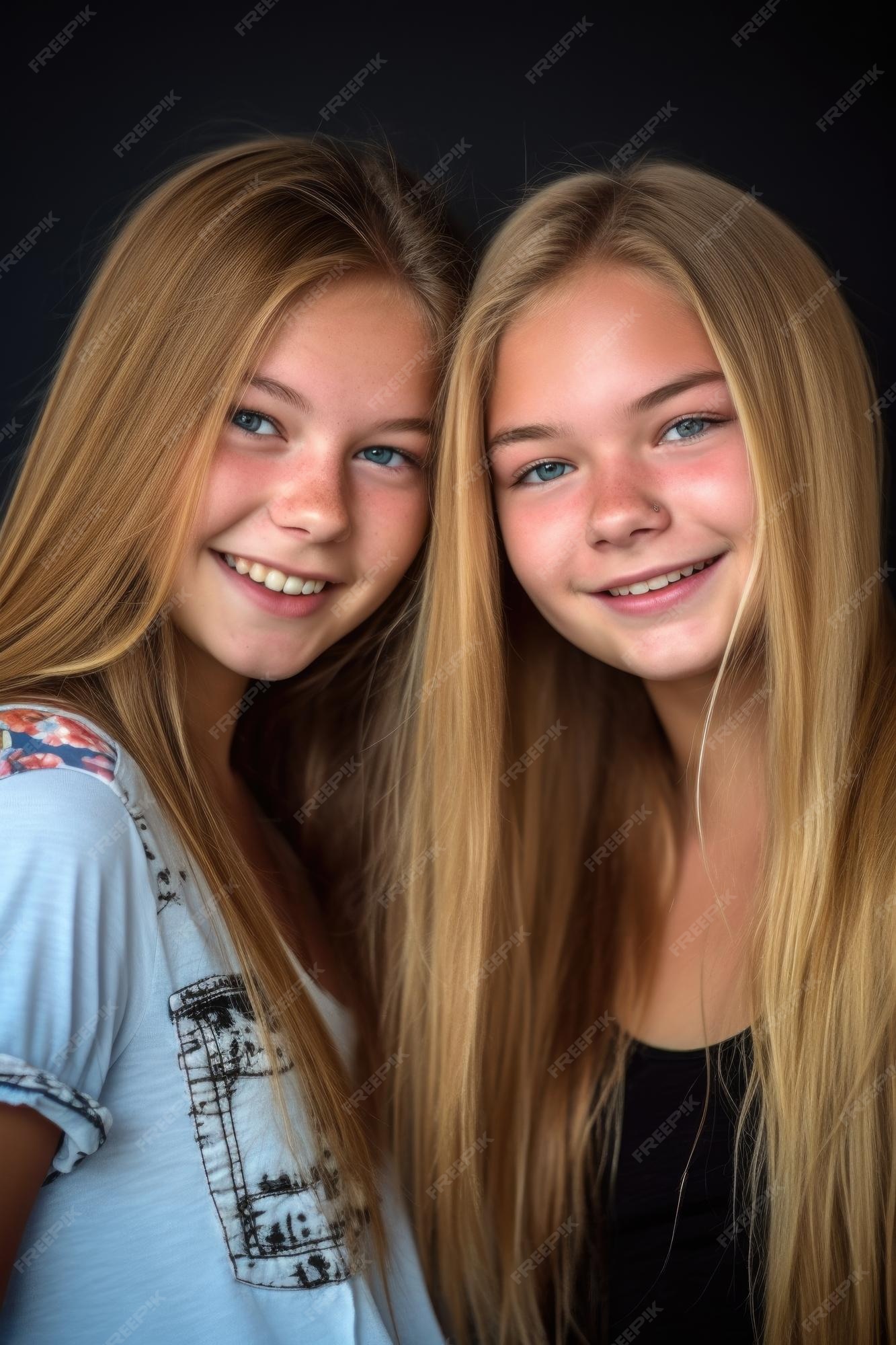 Premium Ai Image Two Pretty Young Teens Smiling And Striking A Pose For The Camera Created