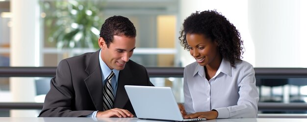 Two professionals collaborate at a modern office | Premium AI-generated ... Two professionals collaborate at a modern office | Premium AI-generated ...