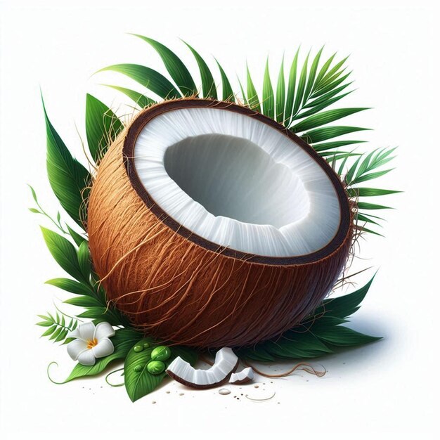 Two split coconuts stacked on top of each other showcasing their unique ... Two split coconuts stacked on top of each other showcasing their unique ...