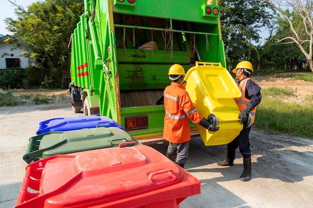 Premium Photo | Two workers collecting garbage of urban municipal are ... Premium Photo | Two workers collecting garbage of urban municipal are ...