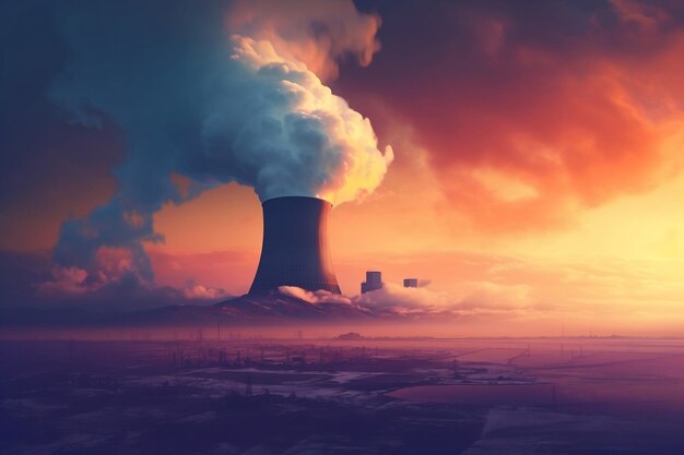 Premium Ai Image A Typical Nuclear Reactor In The Distance With A Nuclear Electric Generation