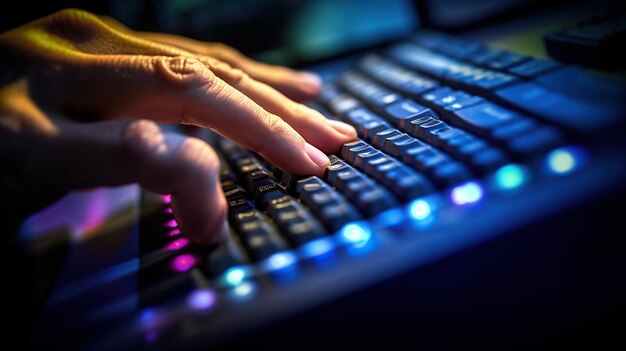 Premium AI Image | Typing on computer keyboard Generative AI Premium AI Image | Typing on computer keyboard Generative AI