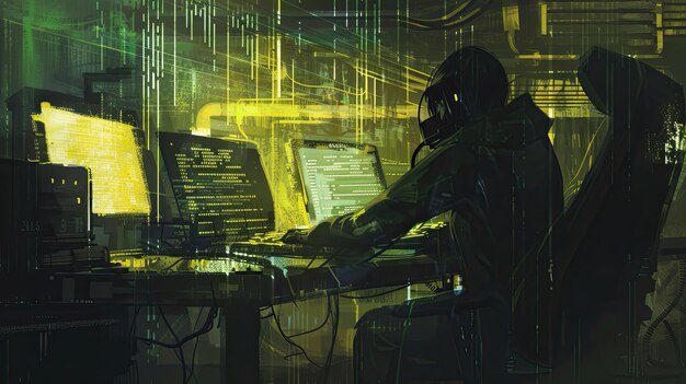 Premium Photo | Undercover operative hacking into a secure database ...