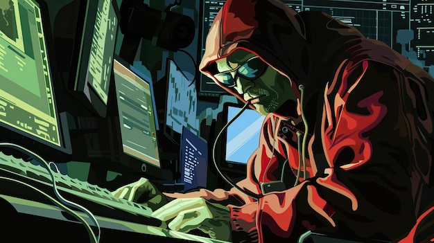 Premium Photo | Undercover operative hacking into a secure database ...