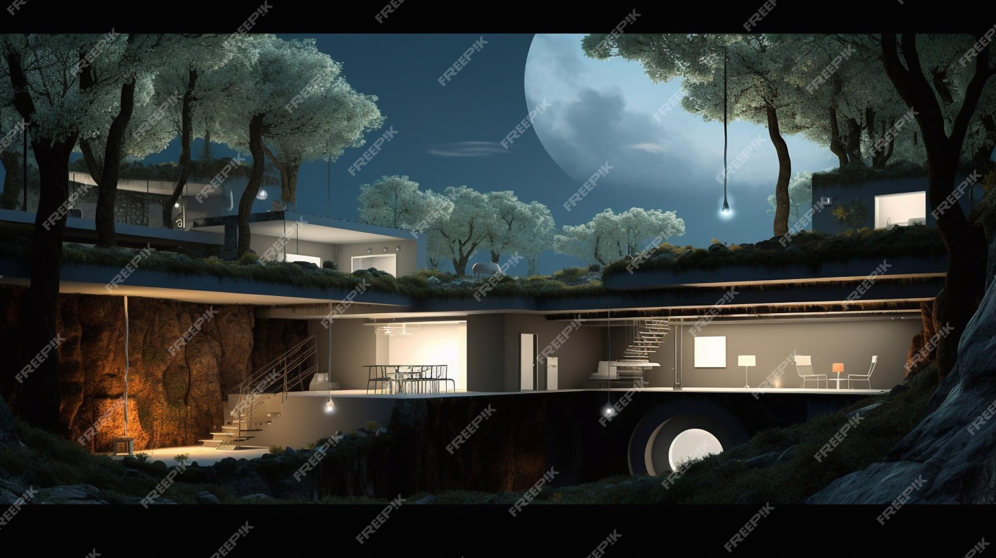 Premium AI Image | Underground bunker concept of landing page ... Premium AI Image | Underground bunker concept of landing page ...