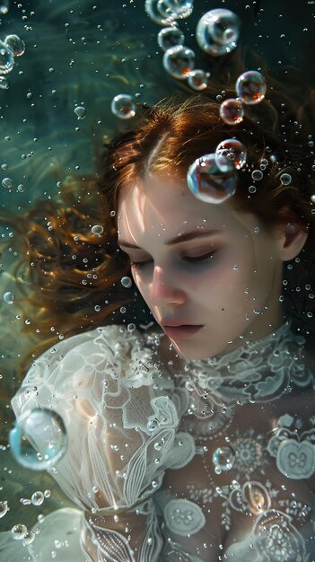 Premium Photo Underwater Portrait Of Young Woman With Flowing Hair