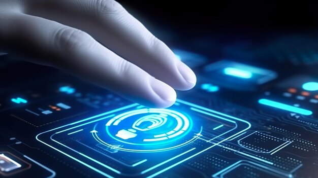 Premium Ai Image User Authentication System With On Virtual Screen Fingerprint Scanning