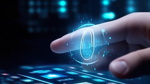 Premium Ai Image User Authentication System With On Virtual Screen Fingerprint Scanning