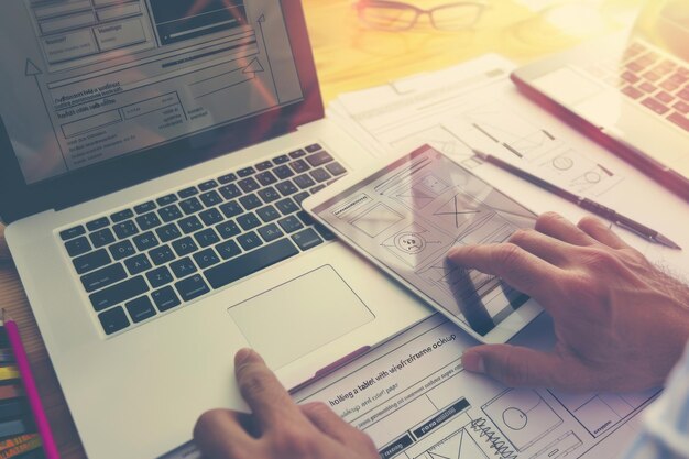 Premium Photo | User experience graphic designer creating sketches ...