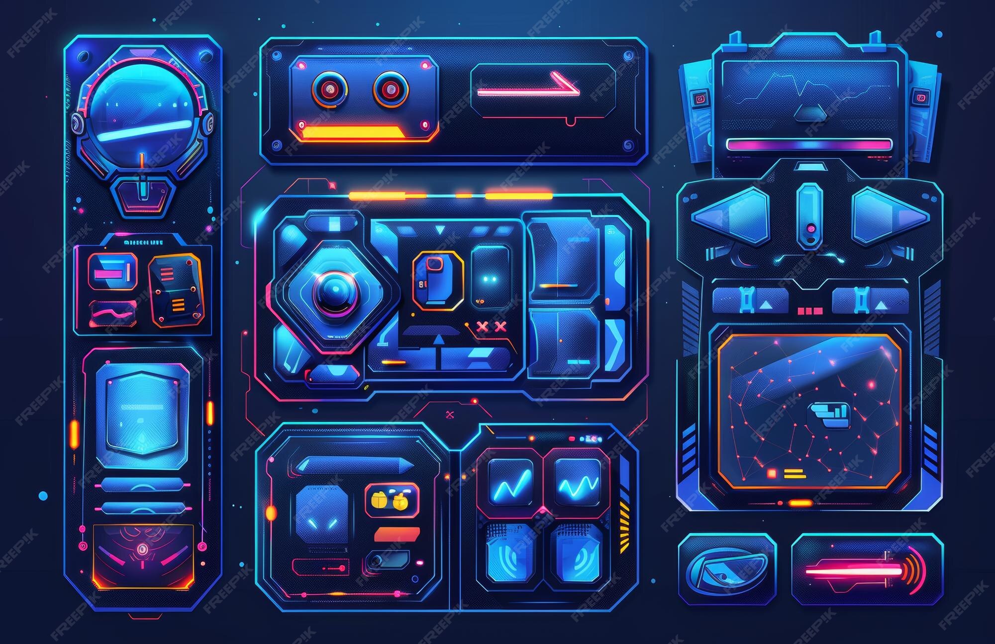 Premium Photo | User interface for a Galaxy space game Ui game buttons GUI game elements Modern ...