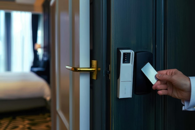 Using key card for access digital door systems and unlocking door in ... Using key card for access digital door systems and unlocking door in ...