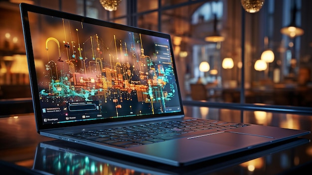 Premium AI Image | using a laptop to access analytics and business ...