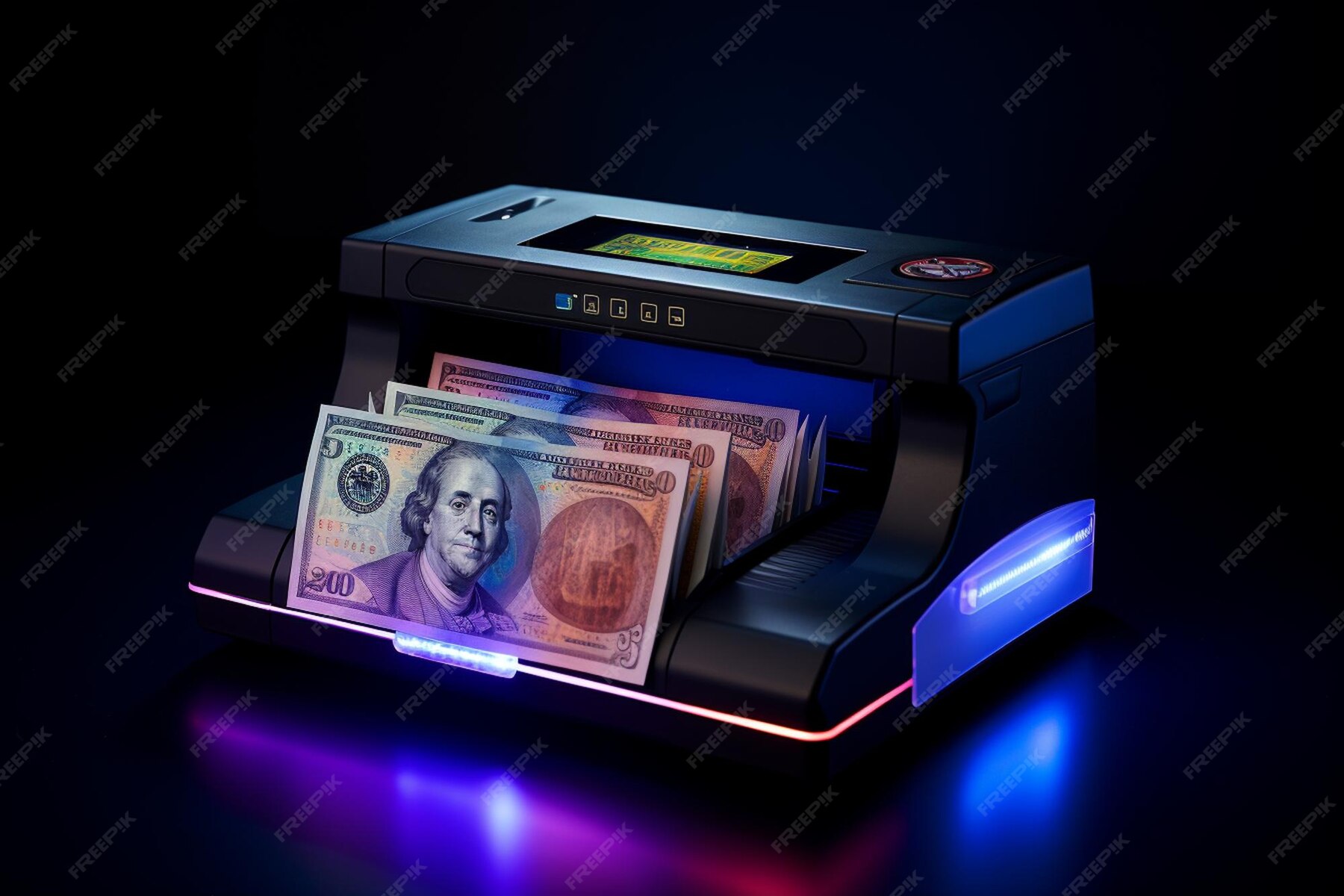 Uv Light Used For Detecting Forged Banknotes Premium Ai Generated Image
