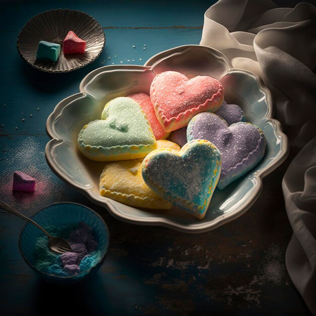 Premium AI Image | Valentines Day heart shape cookies Premium AI Image | Valentines Day heart shape cookies