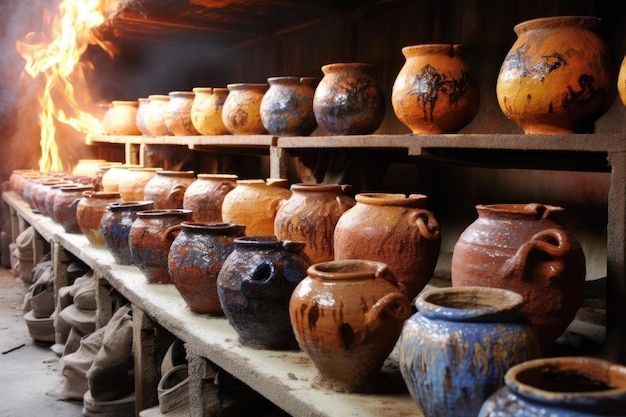 Premium AI Image | Various stages of pottery firing process in a row Premium AI Image | Various stages of pottery firing process in a row