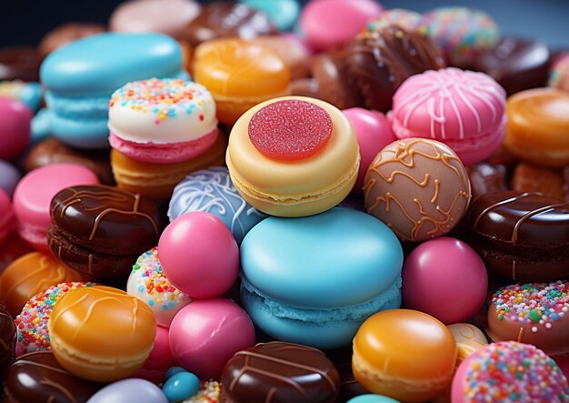 Premium AI Image | Various sweets and candies with chocolate and ... Premium AI Image | Various sweets and candies with chocolate and ...