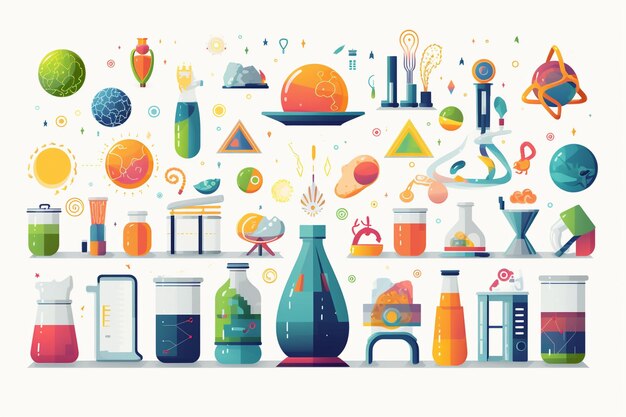 Premium Photo Vector Colorful Science Objects And Icons Vector