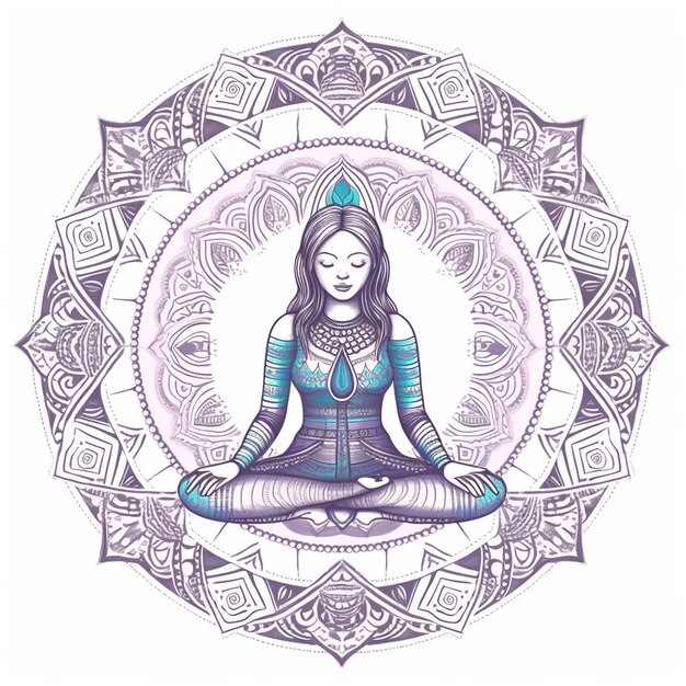 Premium Ai Image Vector Illustration Of A Woman In Lotus Position