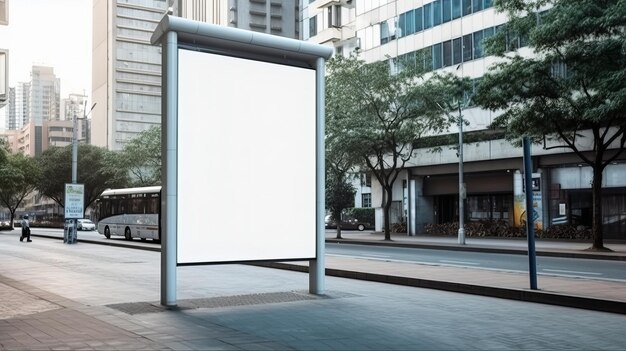 Premium AI Image | Vertical blank white billboard at bus stop on city ... Premium AI Image | Vertical blank white billboard at bus stop on city ...