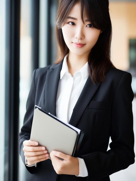 Premium AI Image | a vertical shot of japanese business woman holding ... Premium AI Image | a vertical shot of japanese business woman holding ...