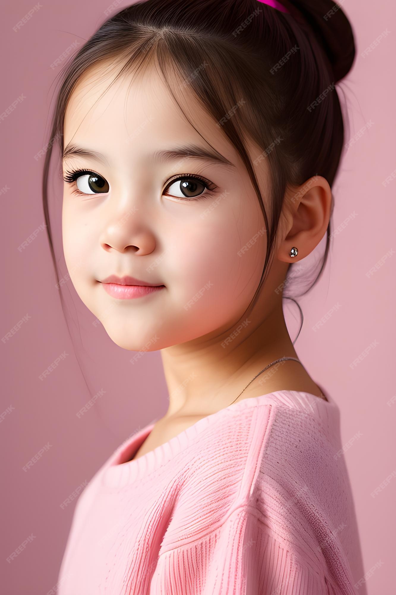 Very Cute An Beautiful Girl In Pink Premium Ai Generated Image