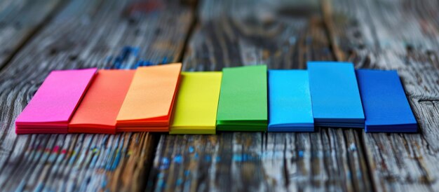 Premium Photo | Vibrant Array of Sticky Notes on Wooden Table Premium Photo | Vibrant Array of Sticky Notes on Wooden Table