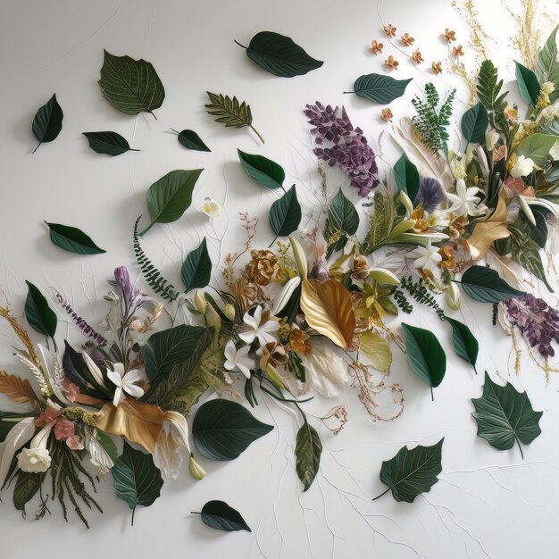 A Vibrant Assortment of Leaves and Flowers | Premium AI-generated image A Vibrant Assortment of Leaves and Flowers | Premium AI-generated image