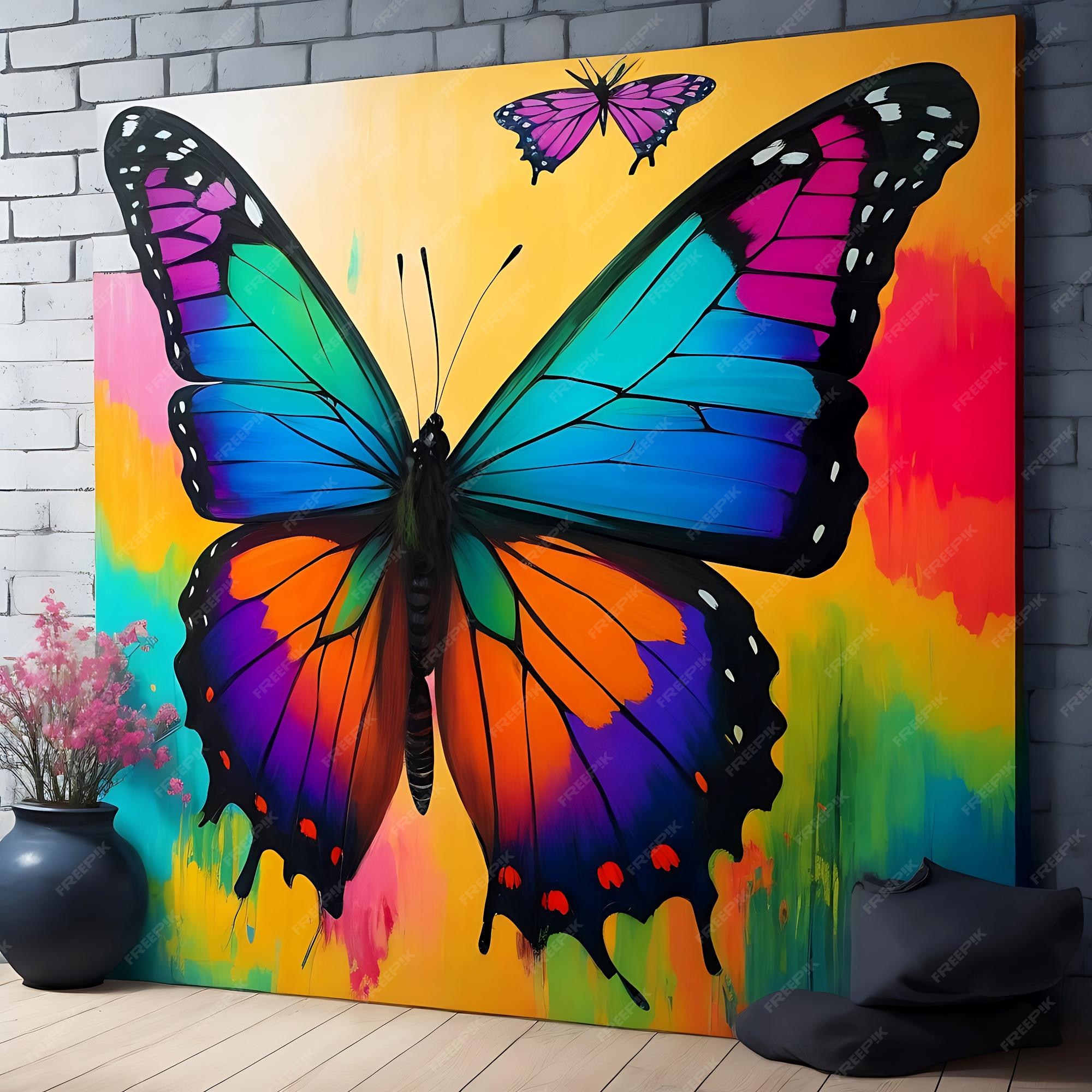 Premium AI Image | A vibrant color Butterfly painting wall Premium AI Image | A vibrant color Butterfly painting wall
