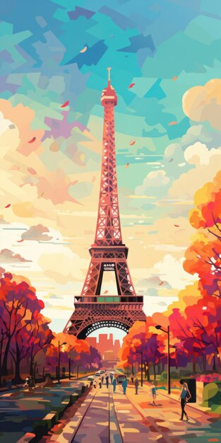 Premium Photo | Vibrant Comics Style Illustration Of Eiffel Tower In Autumn Premium Photo | Vibrant Comics Style Illustration Of Eiffel Tower In Autumn