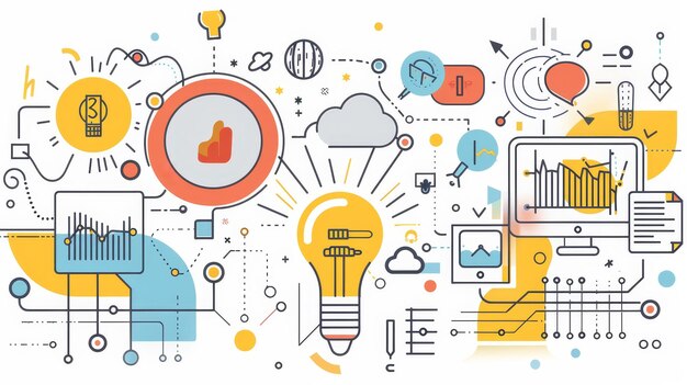 A vibrant illustration showcasing a bright lightbulb representing a new ... A vibrant illustration showcasing a bright lightbulb representing a new ...