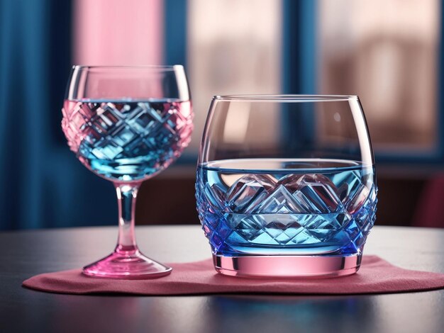 Premium Ai Image View Of Cocktail Mix In Glass With Abstract Neofuturistic Set
