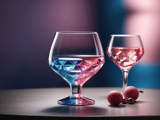 Premium Ai Image View Of Cocktail Mix In Glass With Abstract Neofuturistic Set