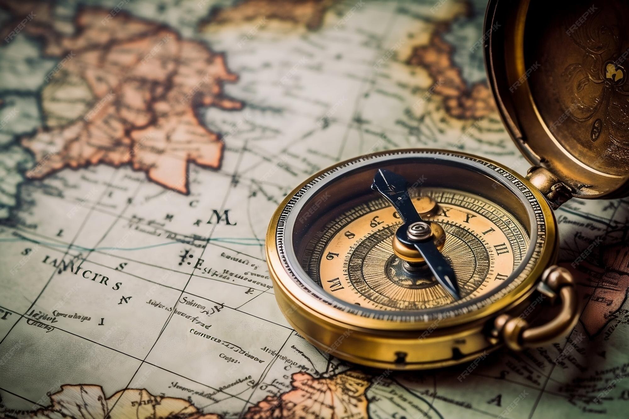 Premium AI Image | Vintage Old Compass on World Map Generative Ai Premium AI Image | Vintage Old Compass on World Map Generative Ai