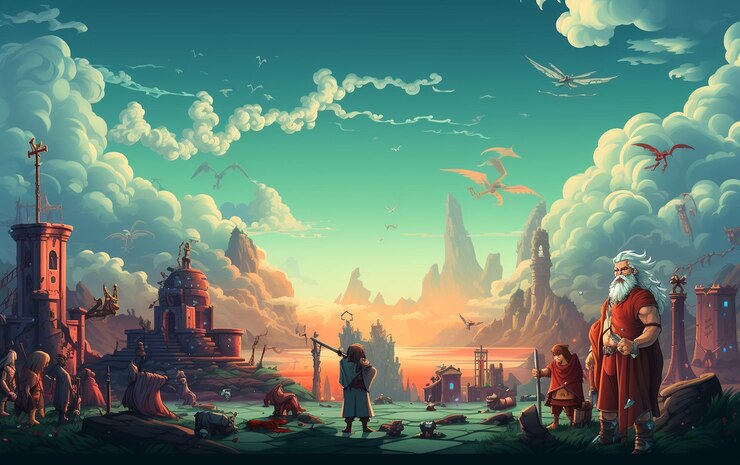 Premium Ai Image Vintage Pixel Art Characters Wallpaper Generative Ai