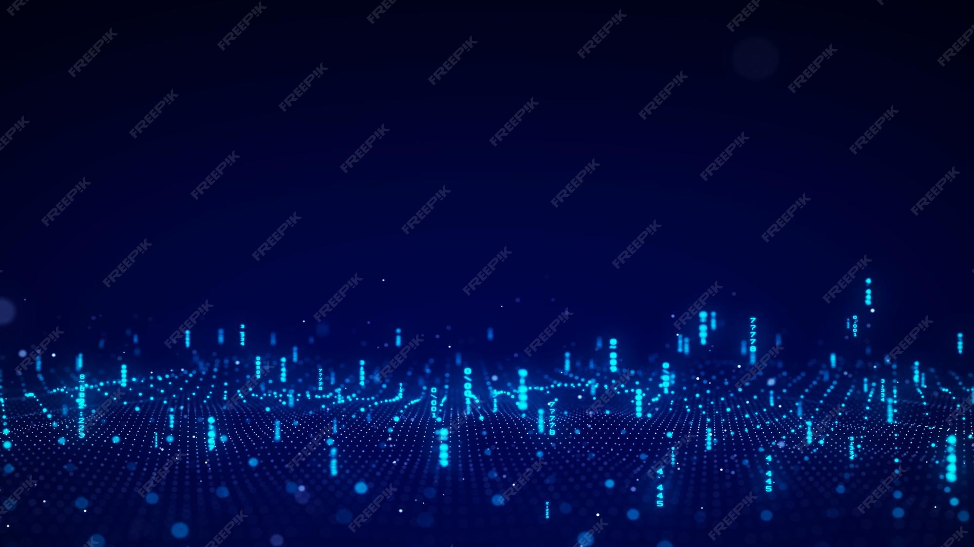 Premium Photo | Virtual dynamic digital wave in cyberspace binary code data flow technology of ...