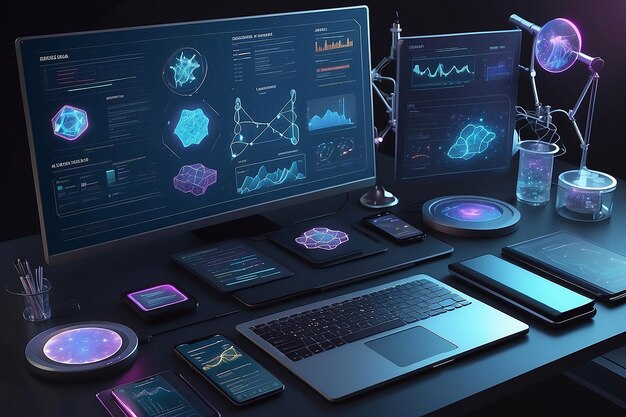 Premium Photo | Virtual interface dna science laboratory research Premium Photo | Virtual interface dna science laboratory research