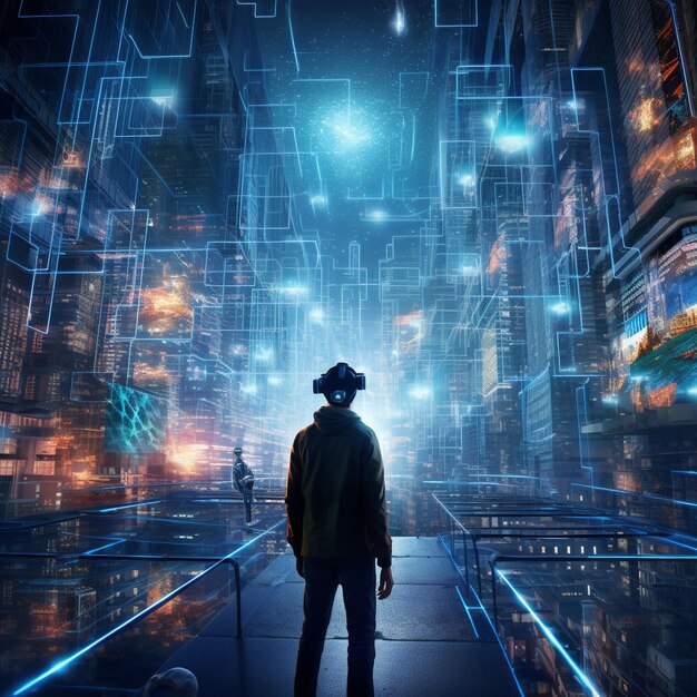 Premium AI Image | Virtual Reality Dystopia Premium AI Image | Virtual Reality Dystopia