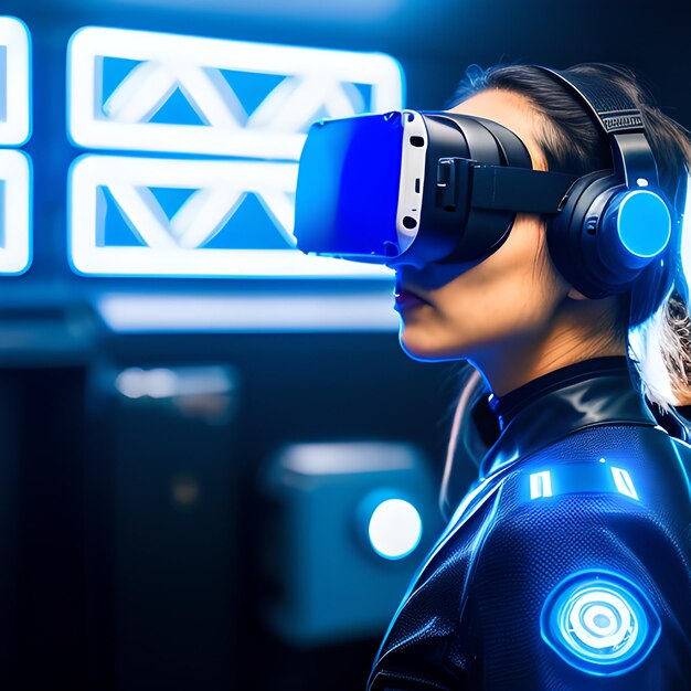 Premium AI Image | Virtual reality simulator Generative Ai Premium AI Image | Virtual reality simulator Generative Ai