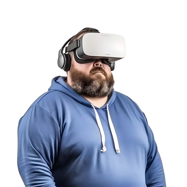 Virtual Reality Wonder A Fat Man Immersed in VR on White | Premium AI ... Virtual Reality Wonder A Fat Man Immersed in VR on White | Premium AI ...