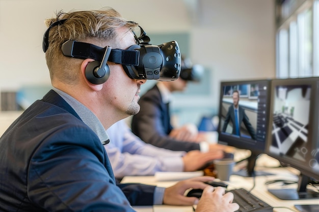 Premium Photo | Virtual Reality in the Workplace Simulating Project ... Premium Photo | Virtual Reality in the Workplace Simulating Project ...