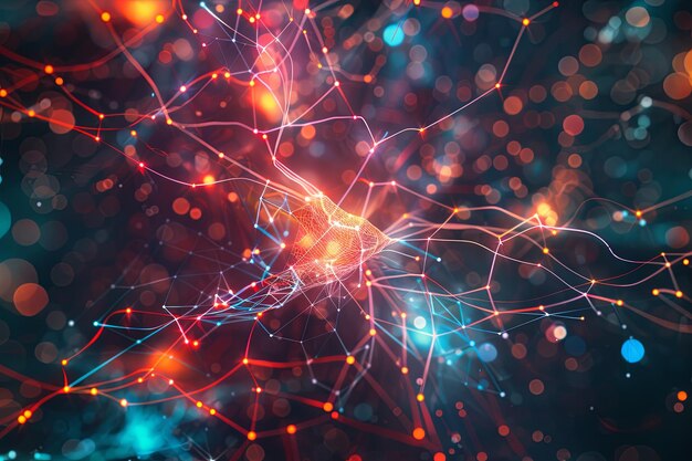 A visual of a neural network illustrating the interconnected nodes and connections that enable ...