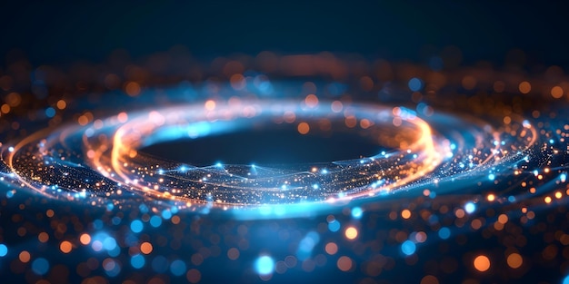 Visual Representation Of Digital Data Encryption With Glowing Particles