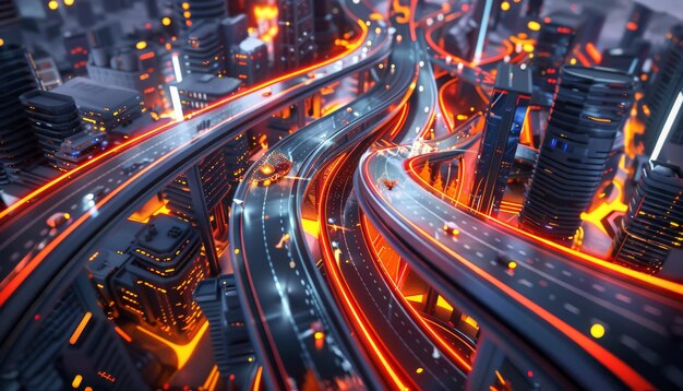 Visualize a detailed 3D rendering depicting the autonomous driving ... Visualize a detailed 3D rendering depicting the autonomous driving ...