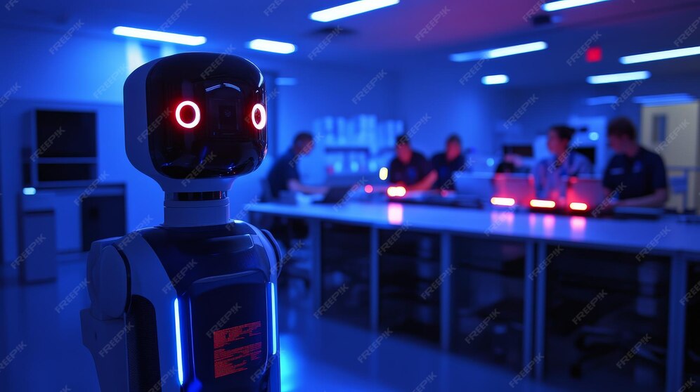 Visualize a research team working on autonomous robots powered by ...