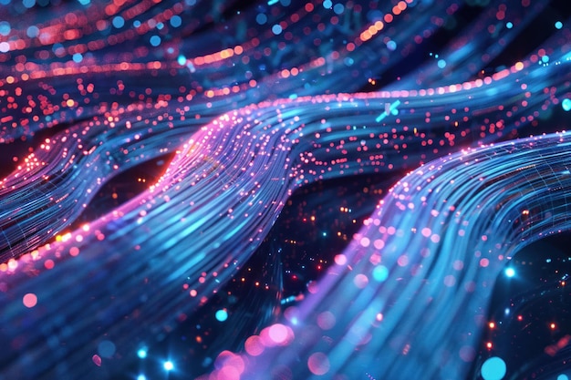 Premium Photo A Vivid Closeup View Of Digital Data Streams Flowing