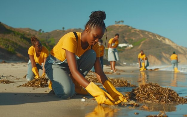 Premium Photo | Volunteers Cleaning Up Beach at Sunset Premium Photo | Volunteers Cleaning Up Beach at Sunset