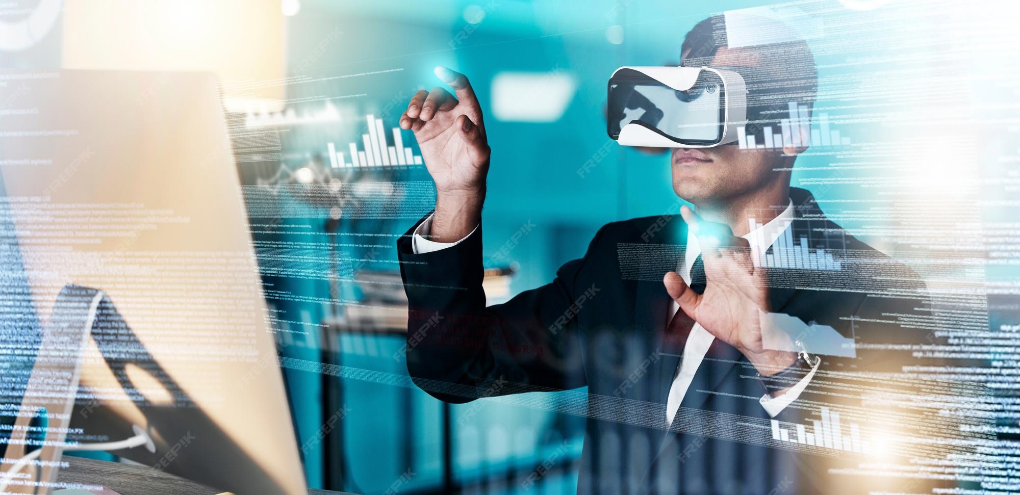 Premium Photo | VR businessman and web developer in cyber metaverse seo ...