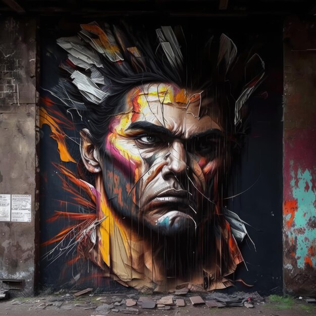 Premium Photo | Wall covered in colorful graffiti with caucasian man ... Premium Photo | Wall covered in colorful graffiti with caucasian man ...
